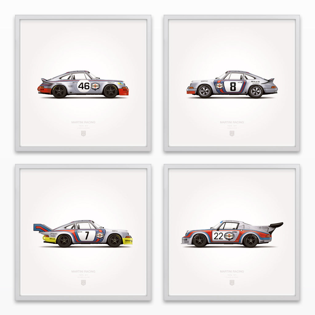 1973 Classic Martini Racing Illustration Poster Print - Set of 4 ...