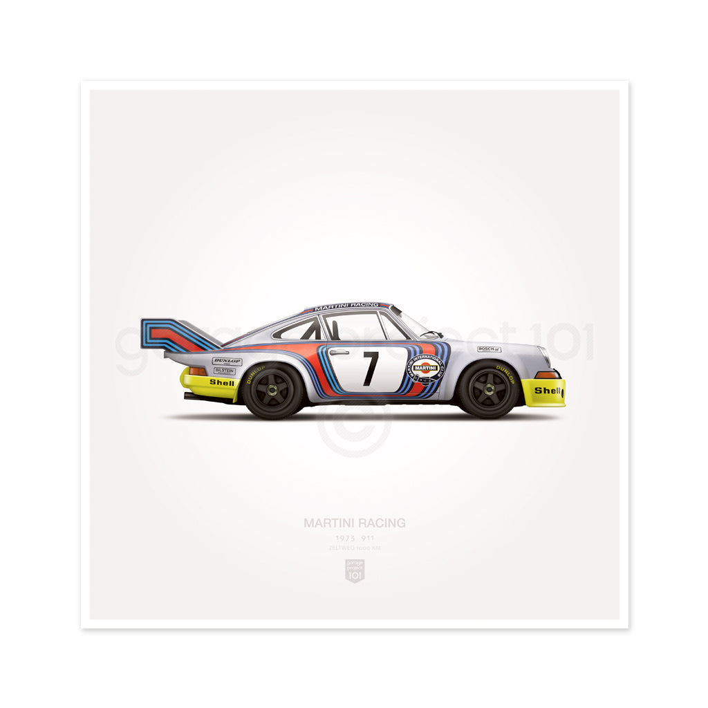 1973 Classic Martini Racing Illustration Poster Print - Set of 4 ...