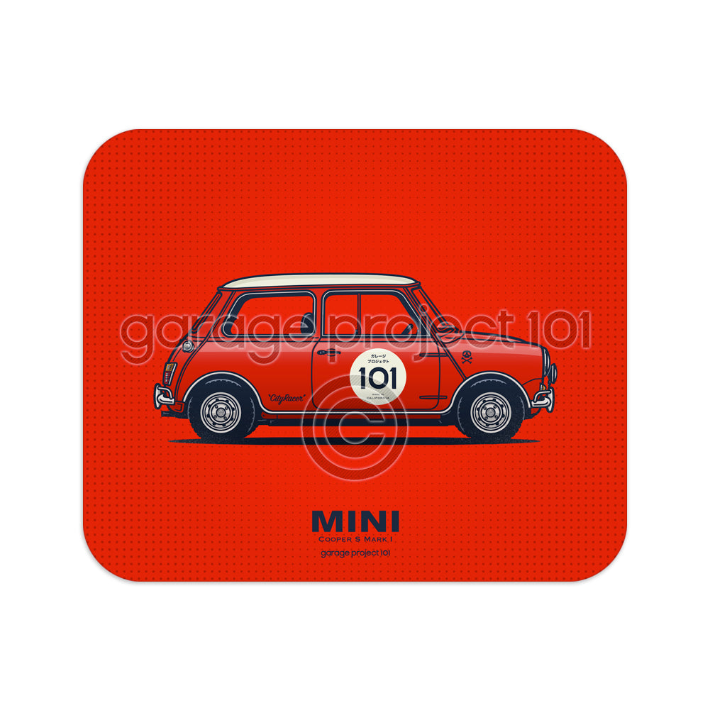 Classic Mini Cooper S Mk I illustration Mouse Pad – GarageProject101